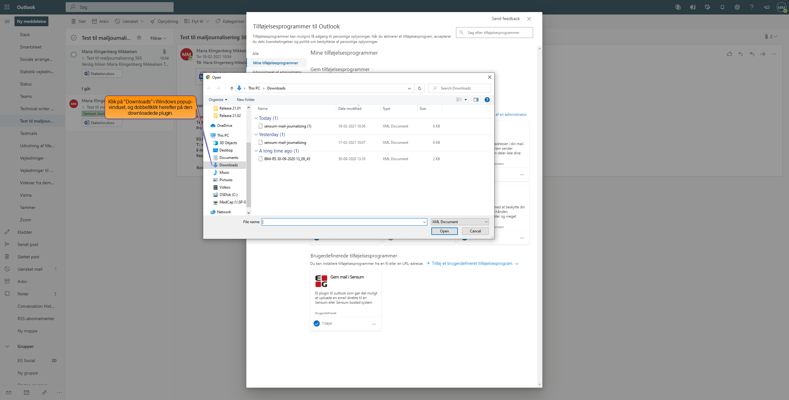 Installér Outlook plug-in