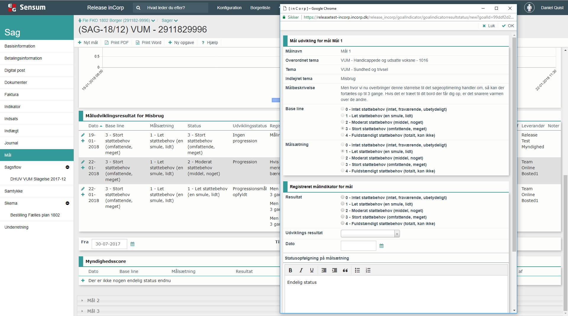 Lav endelig status på mål