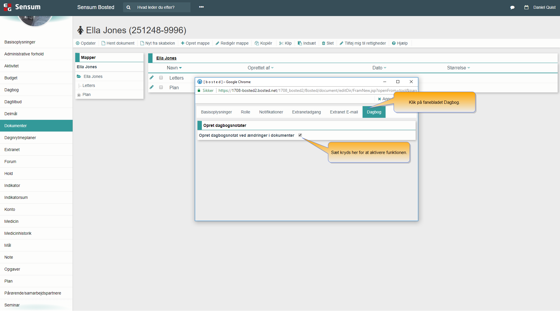 Opret notifikationer som journalnotater
