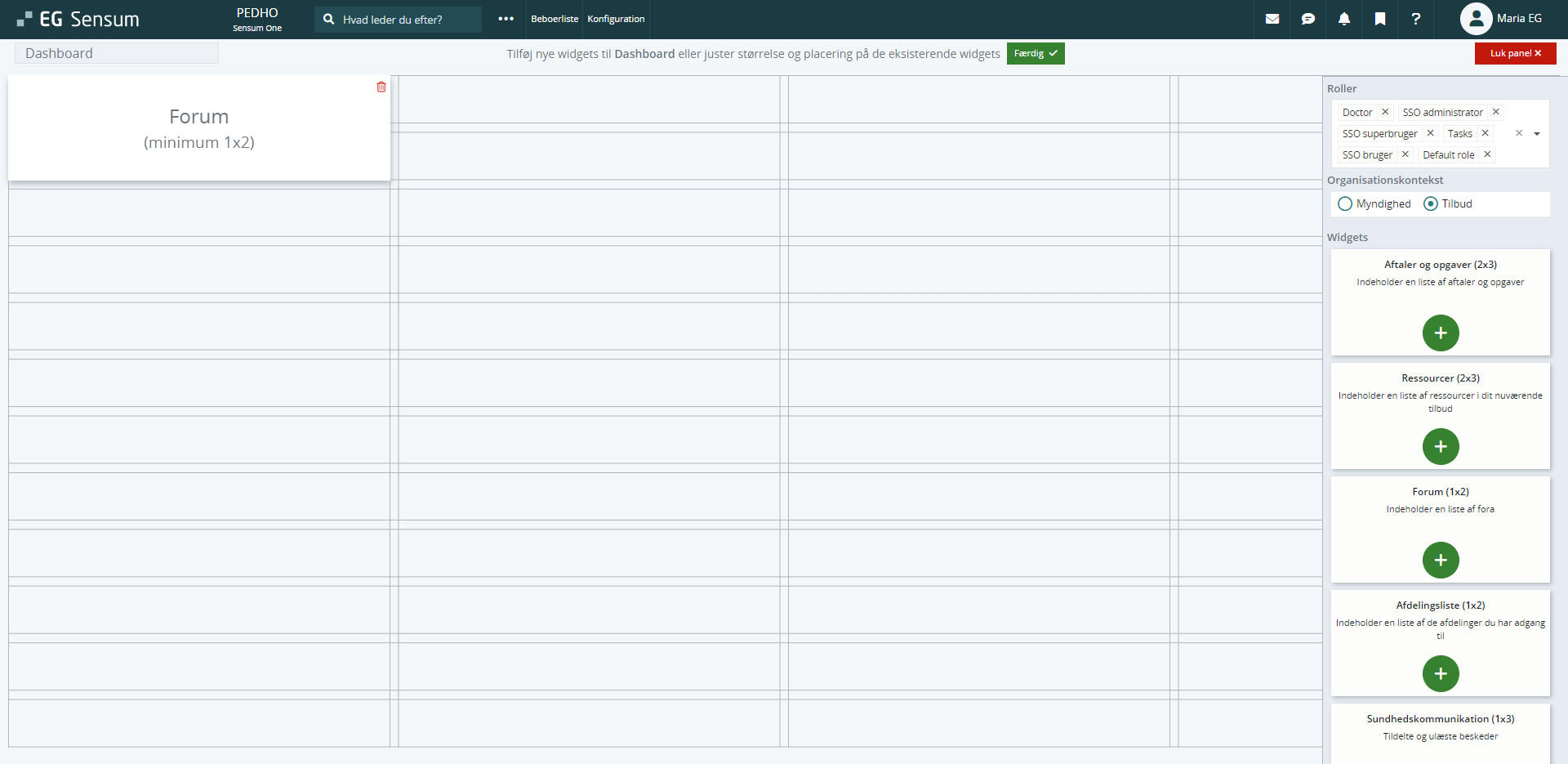 Forumwidget til dashboard